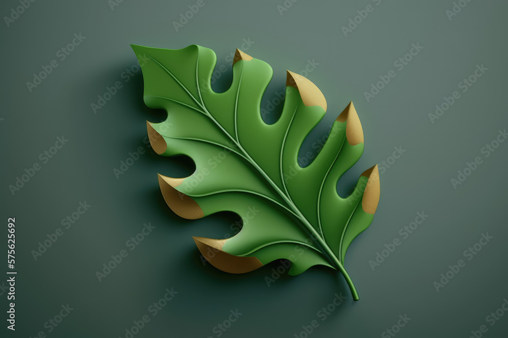 simple 3d leaf emoji icon render made by generative ai Stock ...