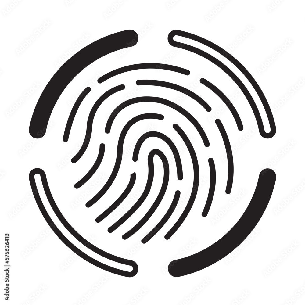 Solid Line FINGERPRINT design vector icon Stock Vector | Adobe Stock