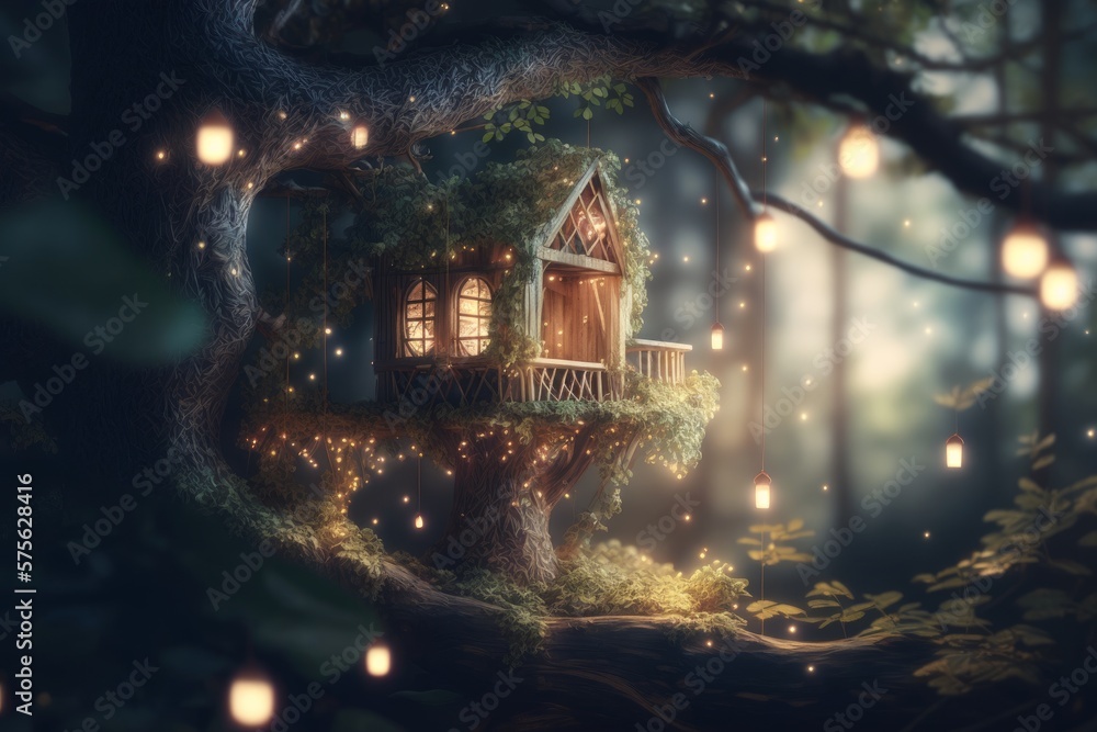 Immerse Yourself in a Mystical Forest with Treehouse in 32K Super-Resolution and VR, Enhanced by ...