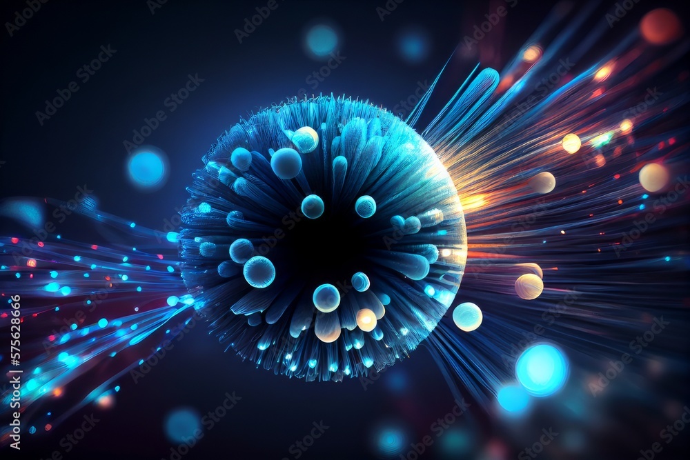 High-speed, signals data transmission concept, fiber optic cables ...