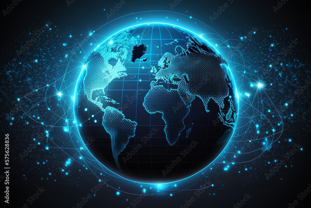 Map of the planet. World map. Global social network. Future. Vector ...