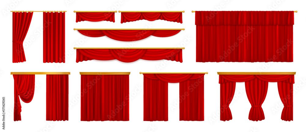 Luxury scarlet red silk velvet curtains and draperies interior ...
