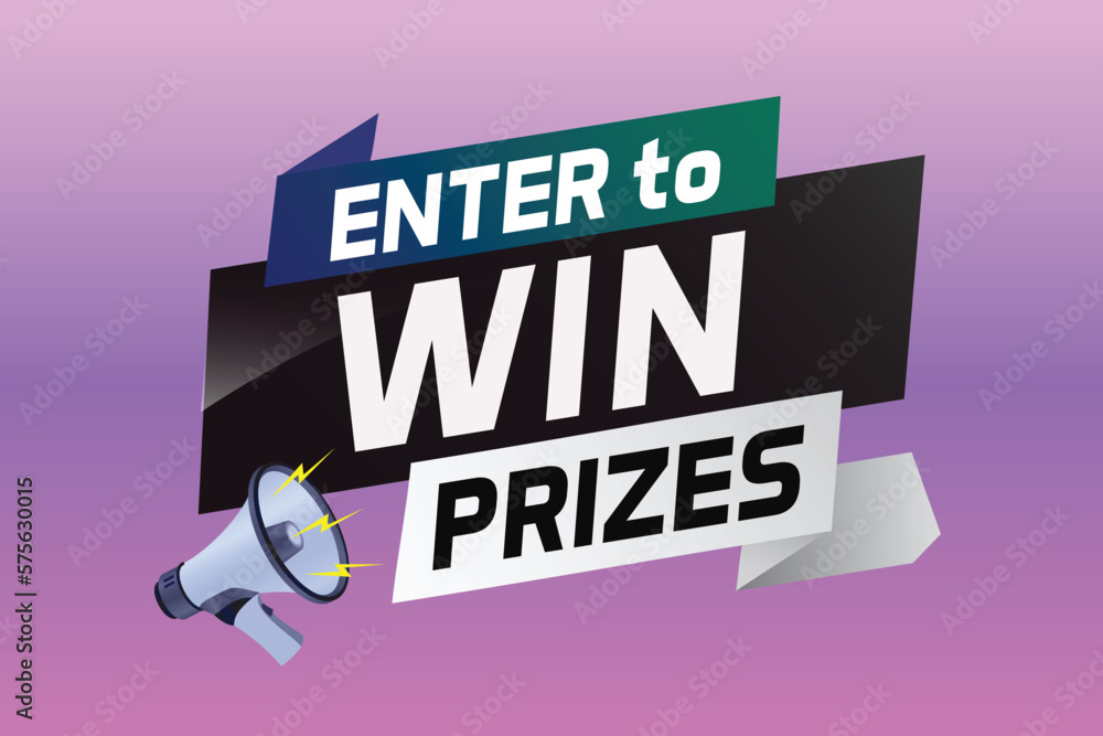 Enter to win prizes word concept vector illustration with megaphone and ...