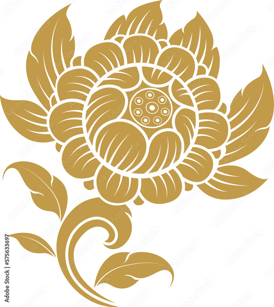 Gold lotus art and flower style asian art luxury buddhism temple ...