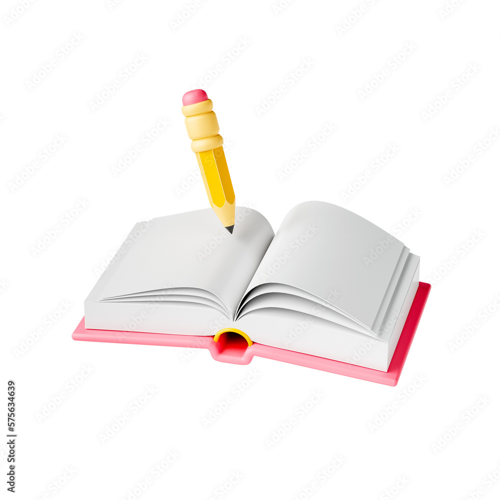 Book and pencil icon, online learning, school study, learning subject ...