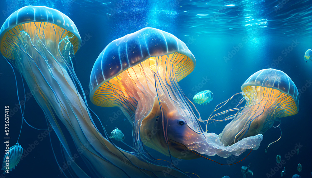 Beautiful jellyfish in its natural habitat. The stunning beauty of the ...