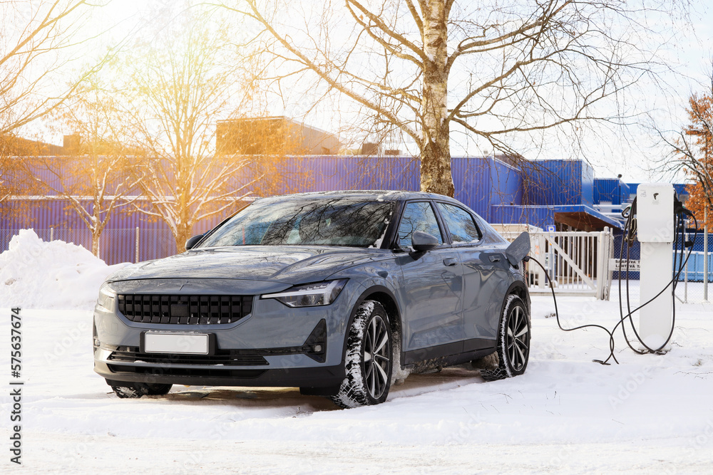 Polestar 2 electric car charging battery. The Polestar 2 is a battery ...