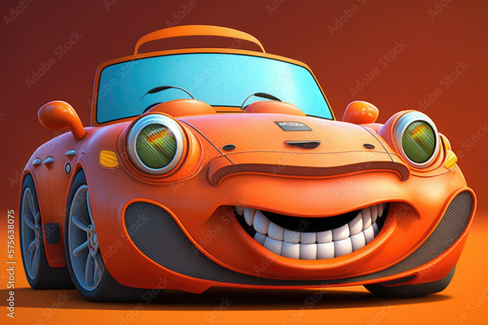 Cute and funny car caracter, Generative AI Stock Illustration | Adobe Stock