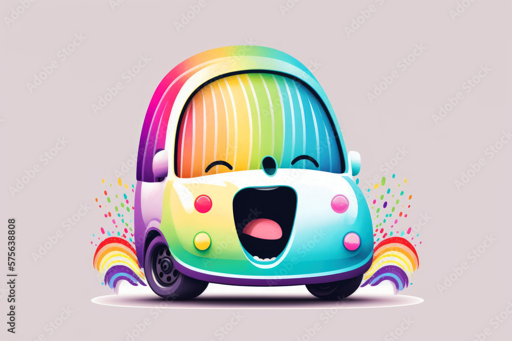 Cute and funny car caracter, Generative AI Stock Illustration | Adobe Stock