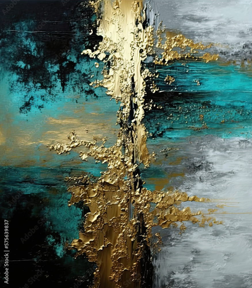 Generative AI illustration of abstract oil painting on textured canvas ...