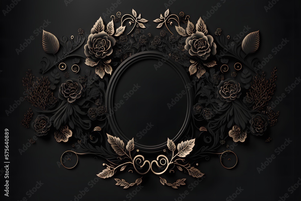 Black-colored wedding, or marriage invitation card design background ...