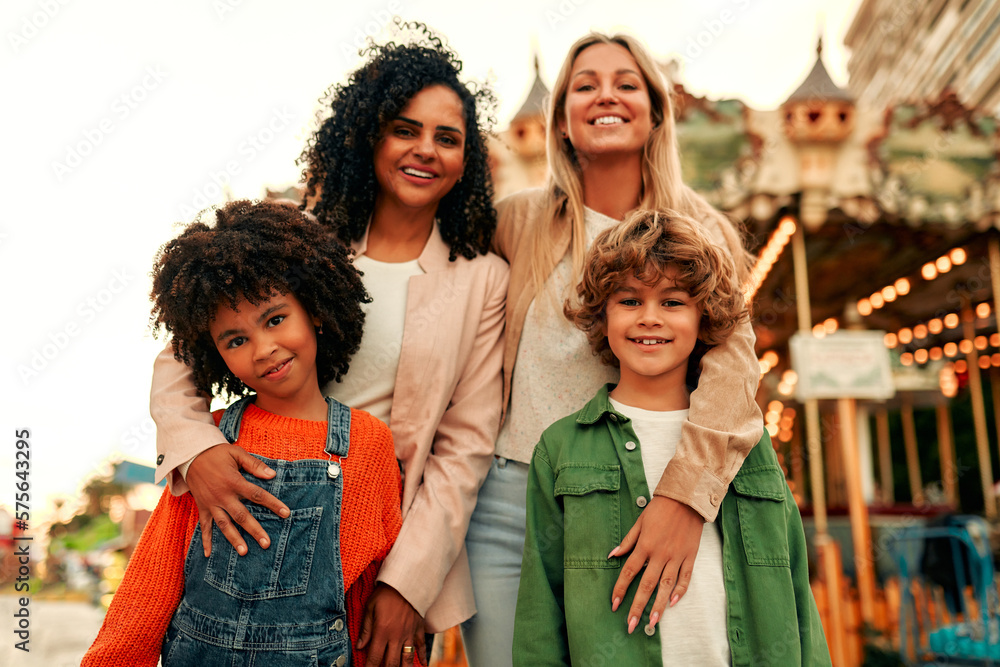 Kids having fun on a carnival Carousel Stock Photo | Adobe Stock