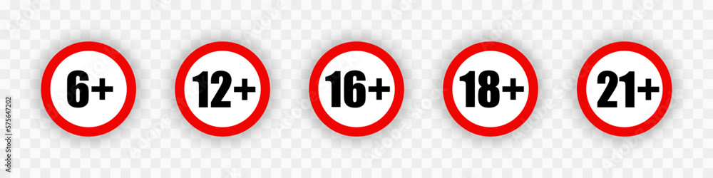 Age restriction. Age restriction sign set. Age limit concept icons ...