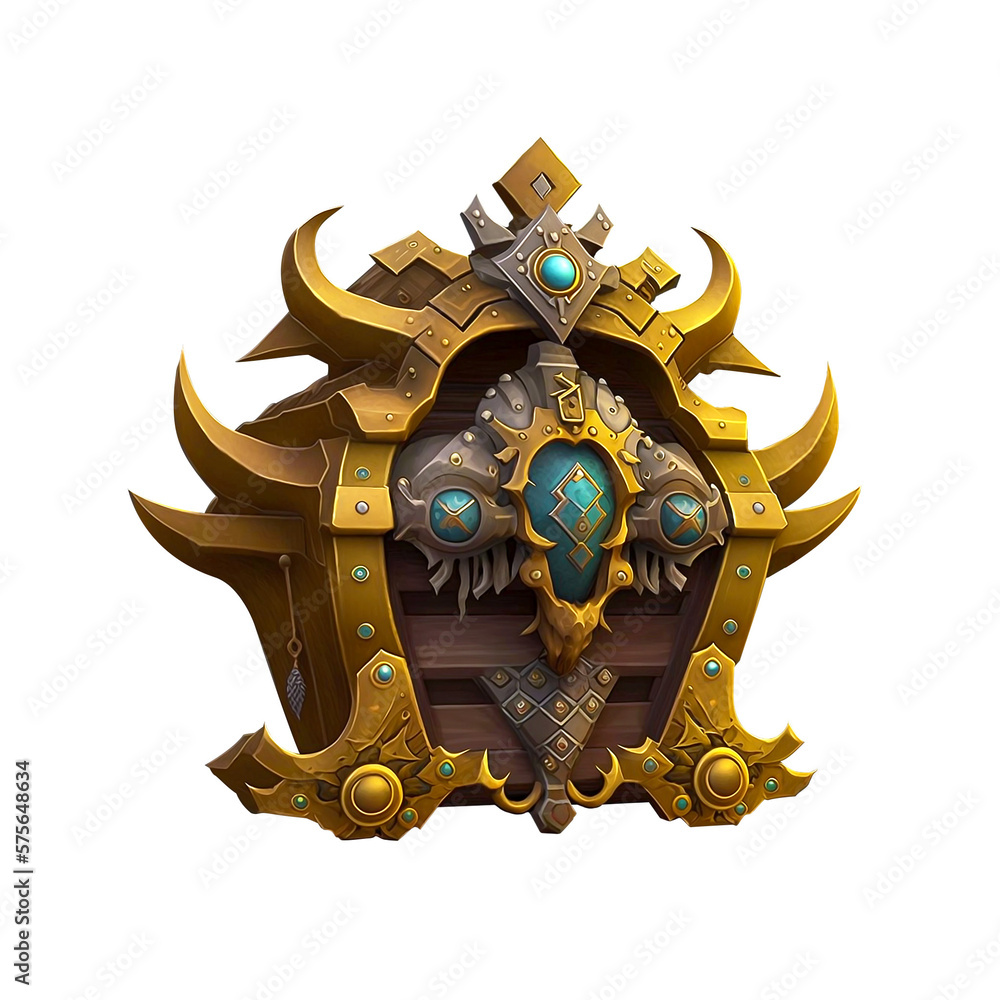 Tribal treasure chest on transparent background. Illustration of a ...