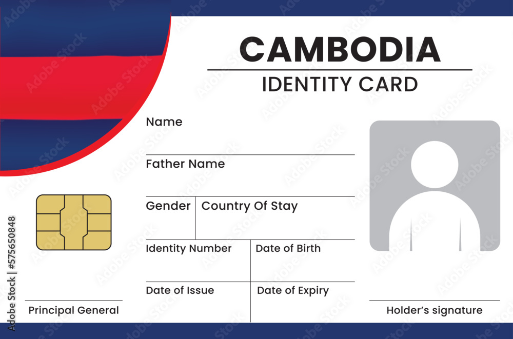 Cambodia Identity Card and National Identity Card Design Stock Vector ...