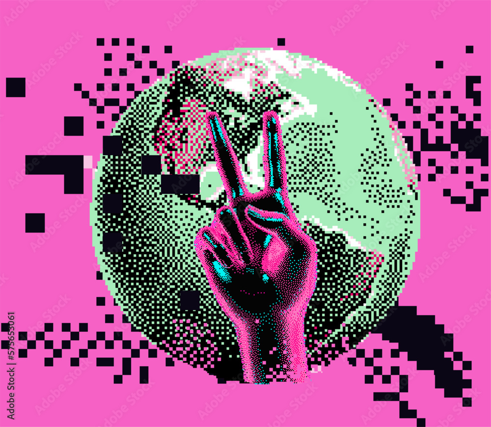 The 3D Earth Globe World geography sphere map model in pixel art style ...