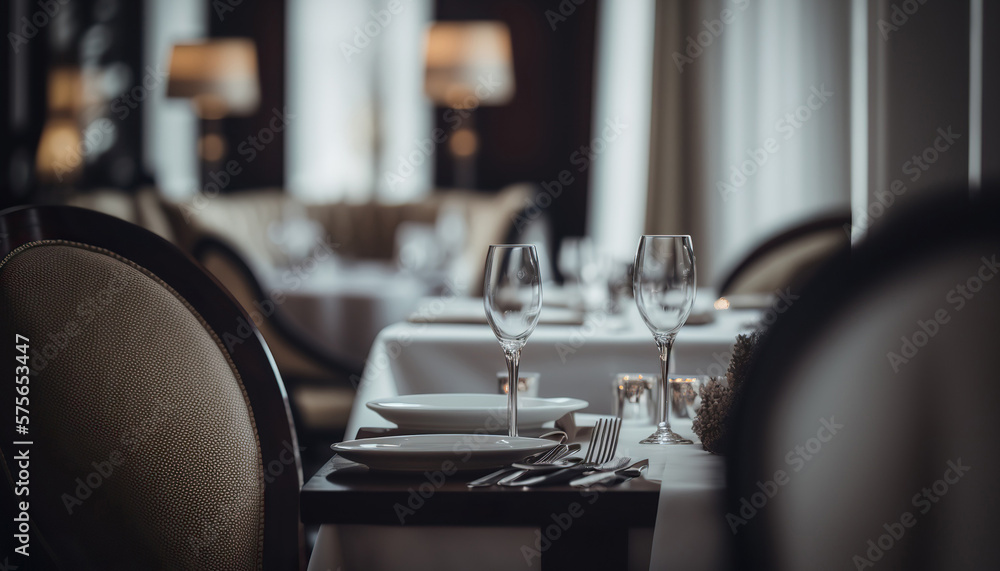 Beautiful luxurious restaurant interior. Indoor background. AI ...