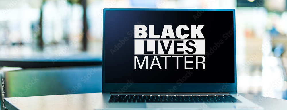 Laptop displaying the sign of Black Lives Matter movement Stock Photo ...