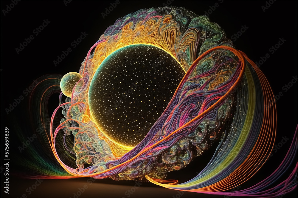 Abstract string art sculptures. Colorful sculptures. Generative AI art ...