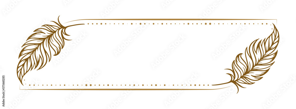 Vector horizontal dotted frame with feathers decoration Stock Vector ...
