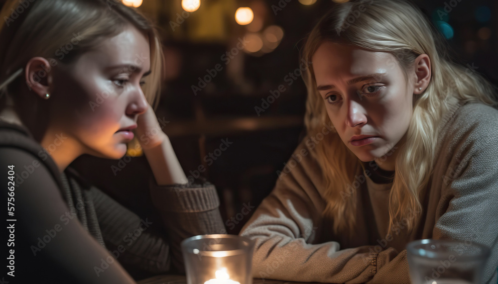 Sisters or female best friends comforting each other. Compassion ...