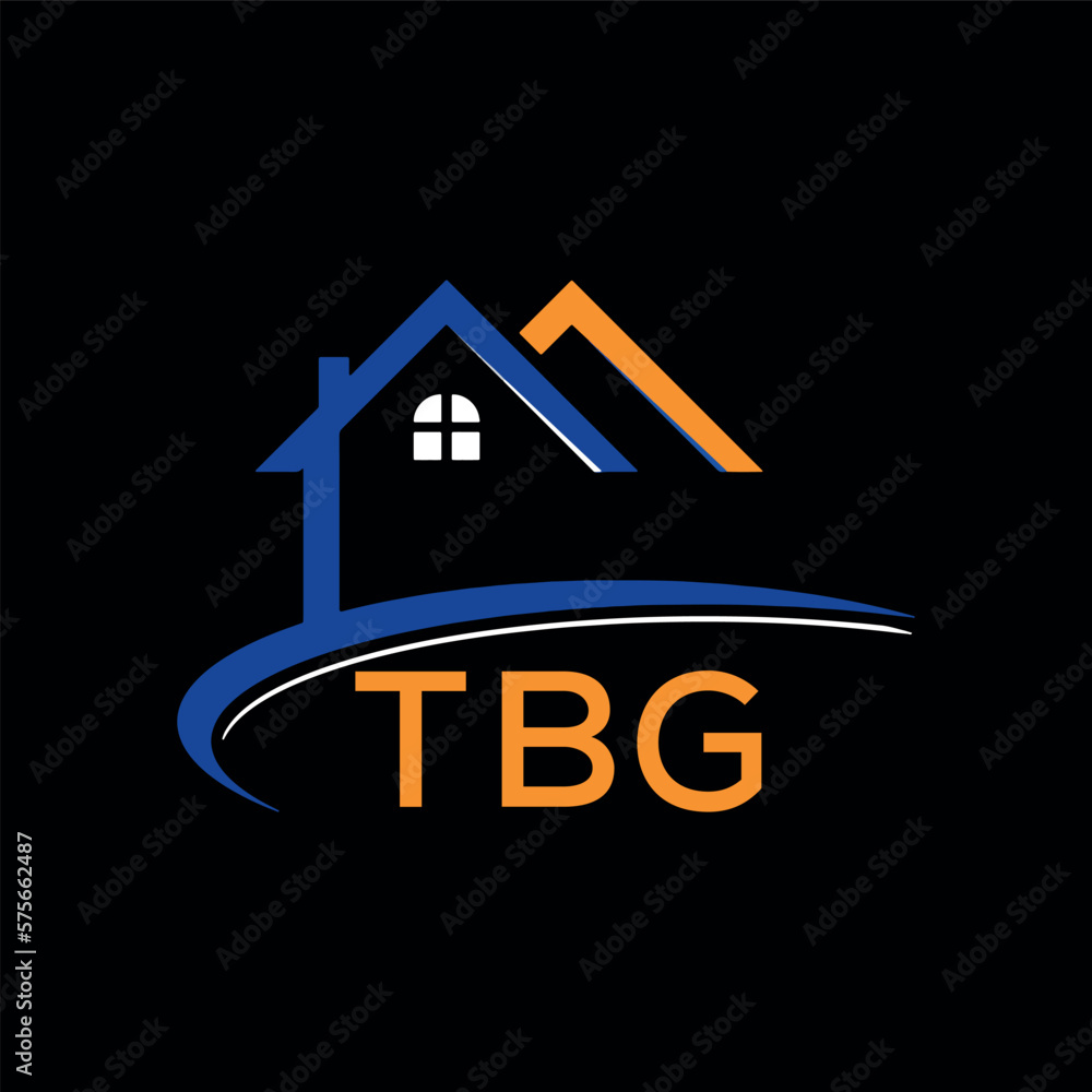 TBG house logo, letter logo. TBG blue image on black background and ...