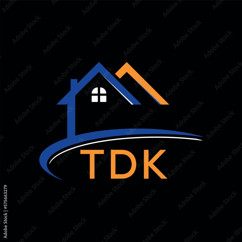 Vetor de TDK house logo, letter logo. TDK blue image on black ...
