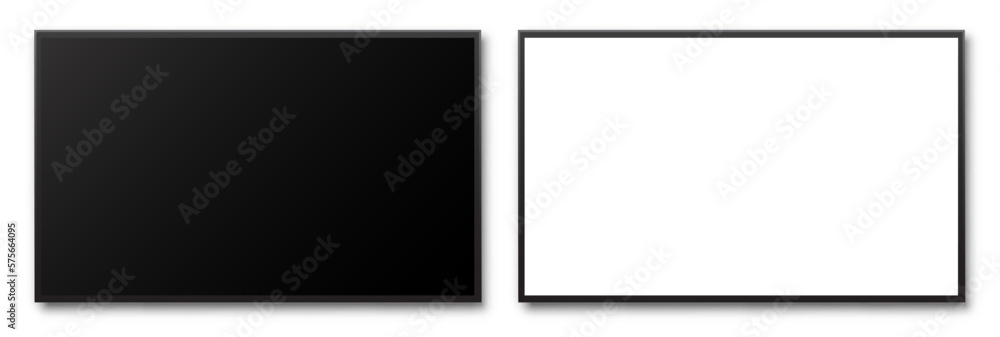 Realistic TV screen. Empty TV frame. Modern stylish lcd monitor, led ...