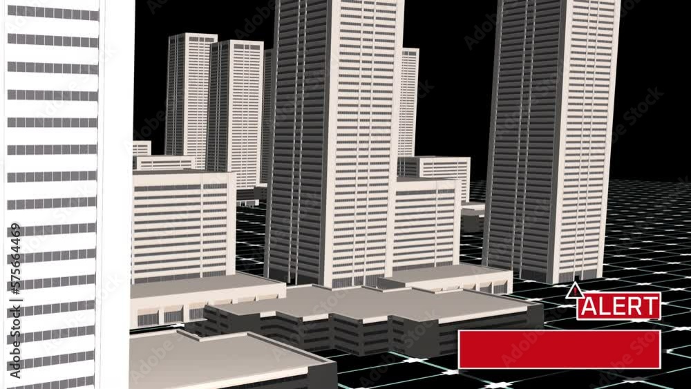 animation of highrise buildings shaking in an earthquake. earthquake ...