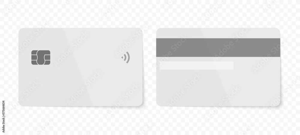Realistic credit card mockup isolated on transparent background. Credit ...