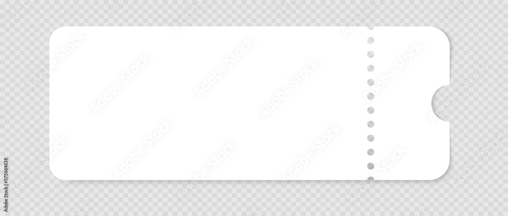 White blank ticket mockup. Realistic vector ticket template isolated on ...