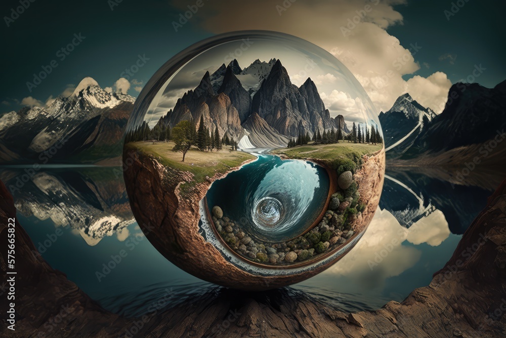Nature in a sphere concept. Generative AI Stock Illustration | Adobe Stock