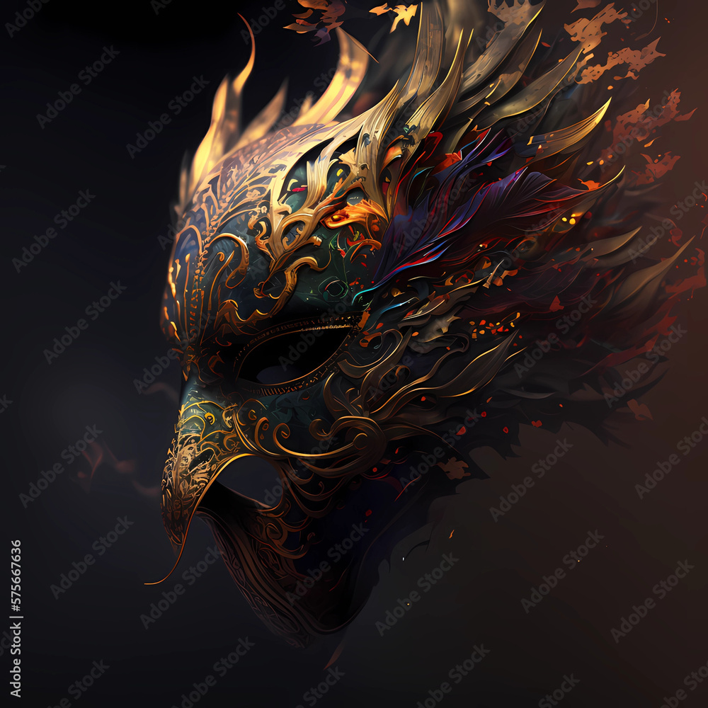 Ai generated art generative ai chinese phoenix mask, chinese 3D mask ...