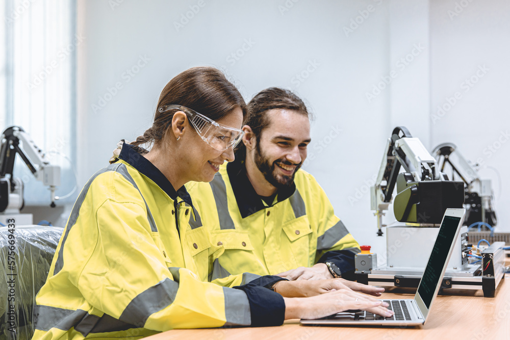 Engineer team software developer happy working together typing program ...