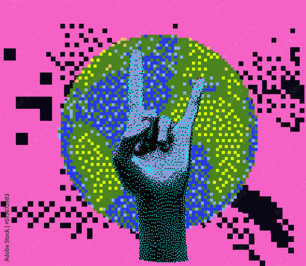 The 3D Earth Globe World geography sphere map model in pixel art style ...