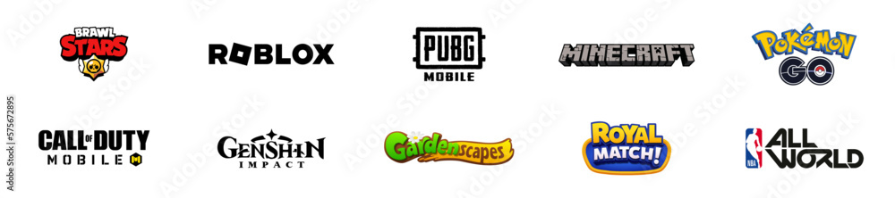 Mobile games logos. Top 10 mobile games in the world. Vector. VINNITSA ...