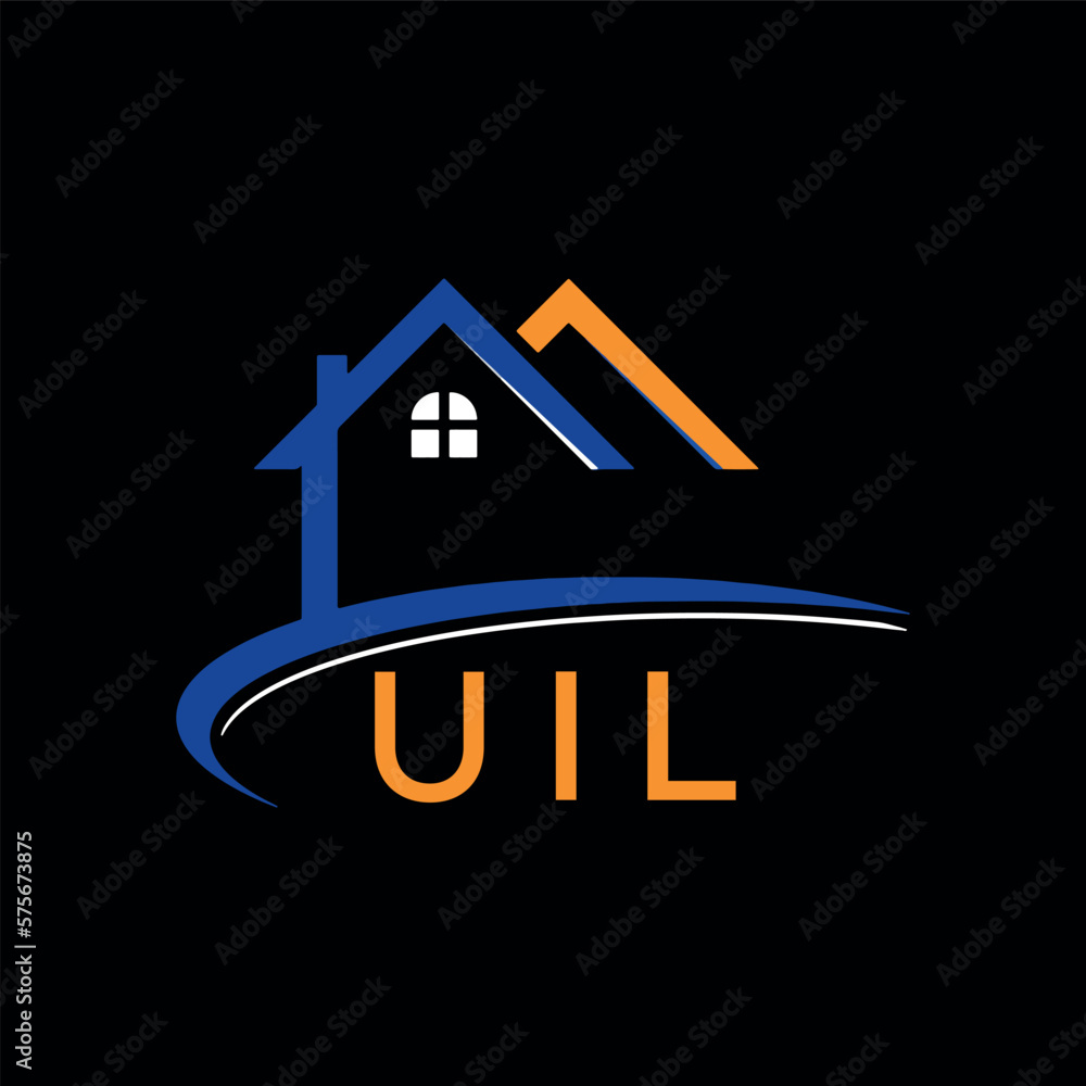 Vetor de UIL house logo, letter logo. UIL blue image on black ...