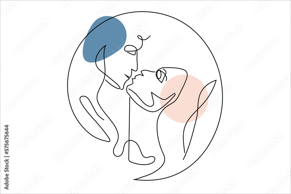 Couple one line drawing design. Vector isolated cover poster design ...