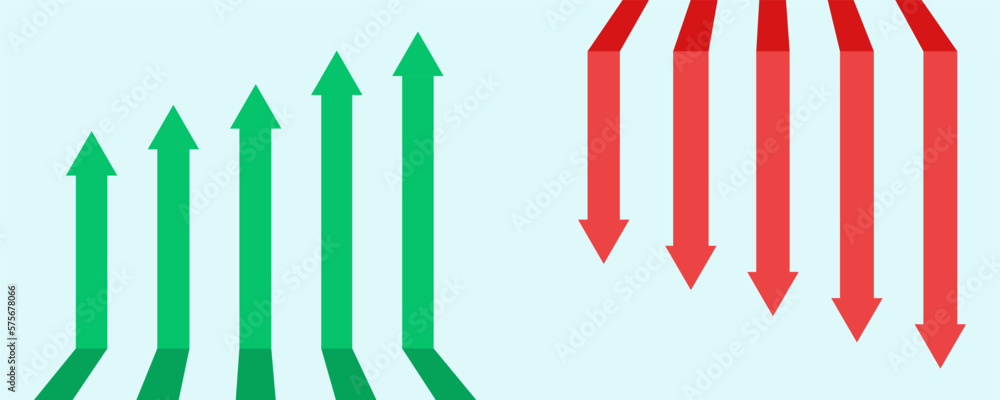 Financial arrows up and down. Green and red arrow. Increase and ...