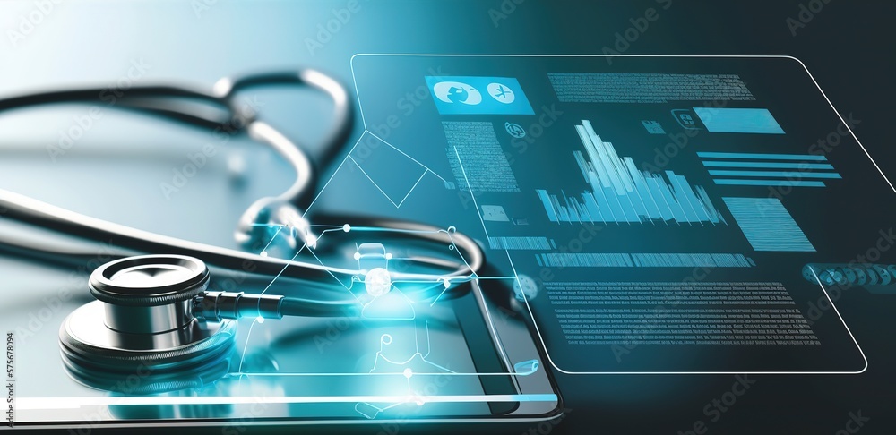 medical theme background with stethoscope and medical symbols ...