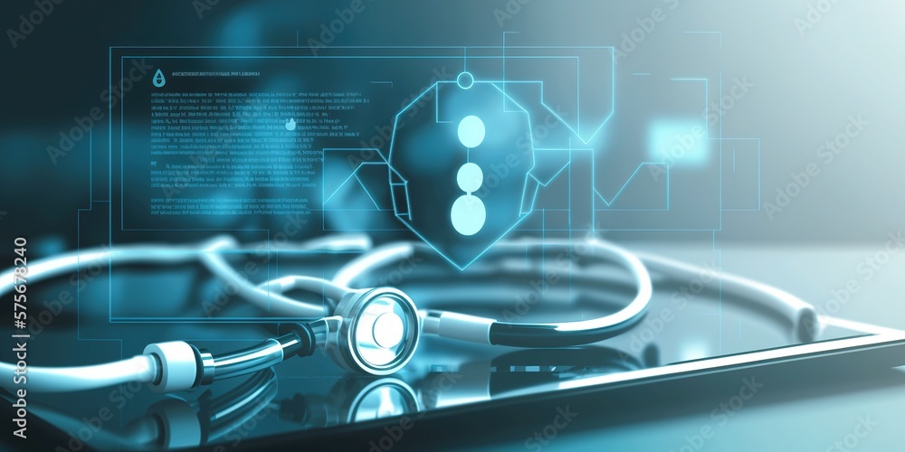 medical theme background with stethoscope and medical symbols ...