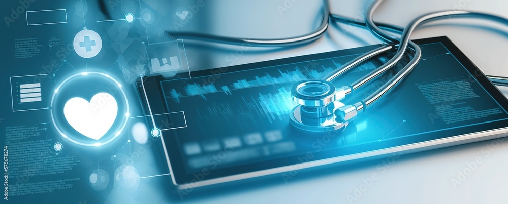 medical theme background with stethoscope and medical symbols ...