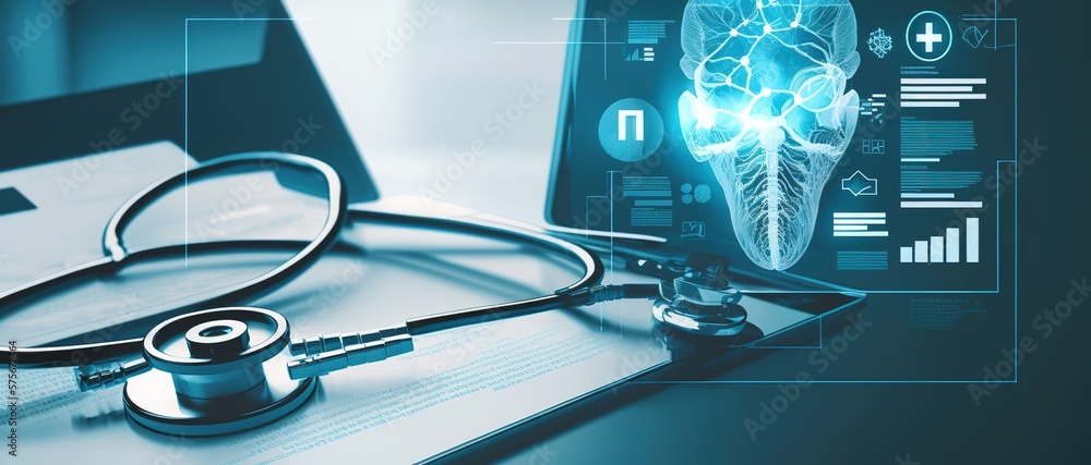 medical theme background with stethoscope and medical symbols ...