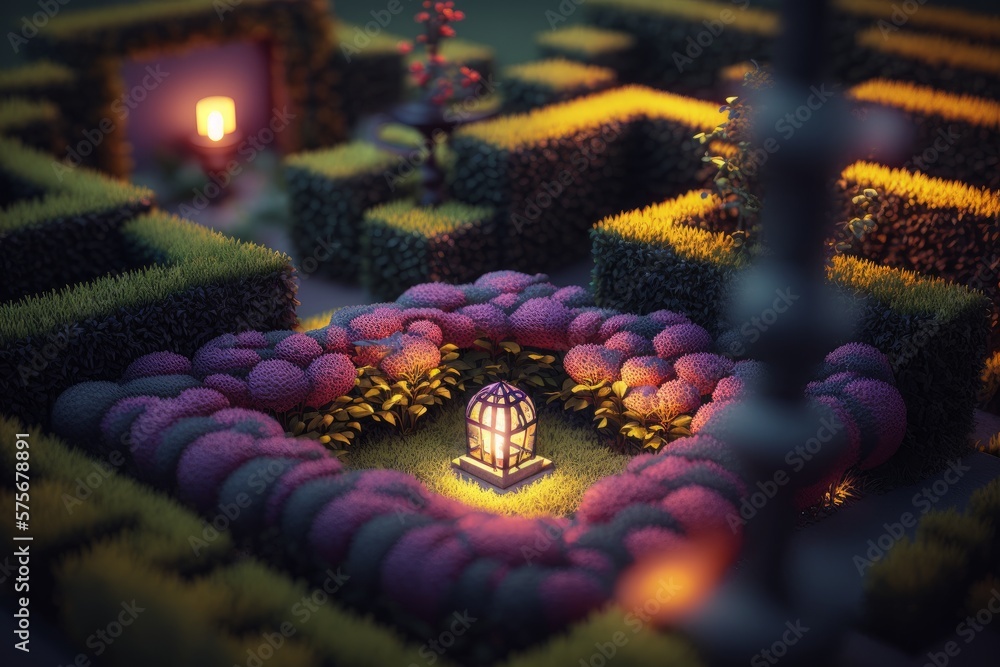 ภาพประกอบสต็อก Experience The Moody Beauty Of A Wonderland Garden With Hedge Maze In Unreal