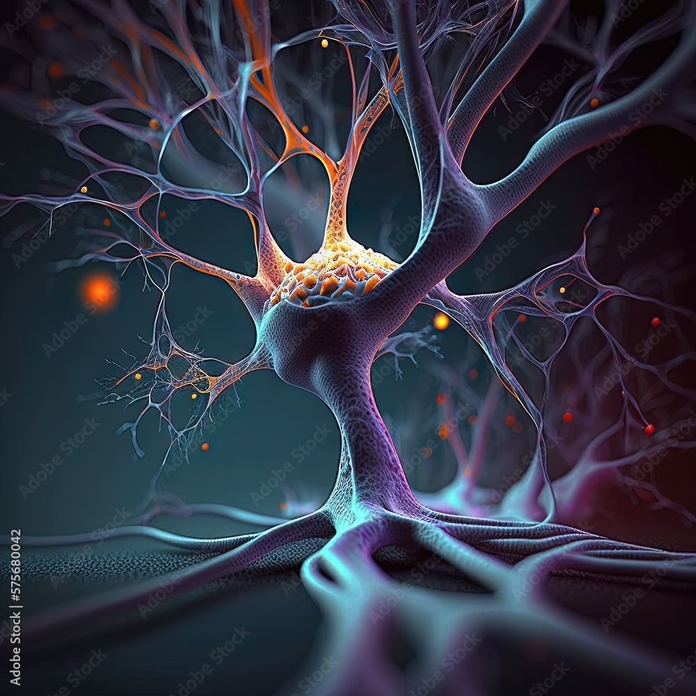 Synapses neurales scientifiques multicolores du cerveau humain. Idéal ...