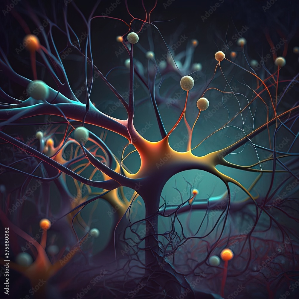 Synapses neurales scientifiques multicolores du cerveau humain. Idéal ...