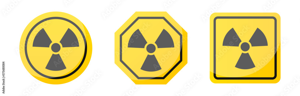 Radioactive elements realistic signs. Symbol of radioactive threat ...