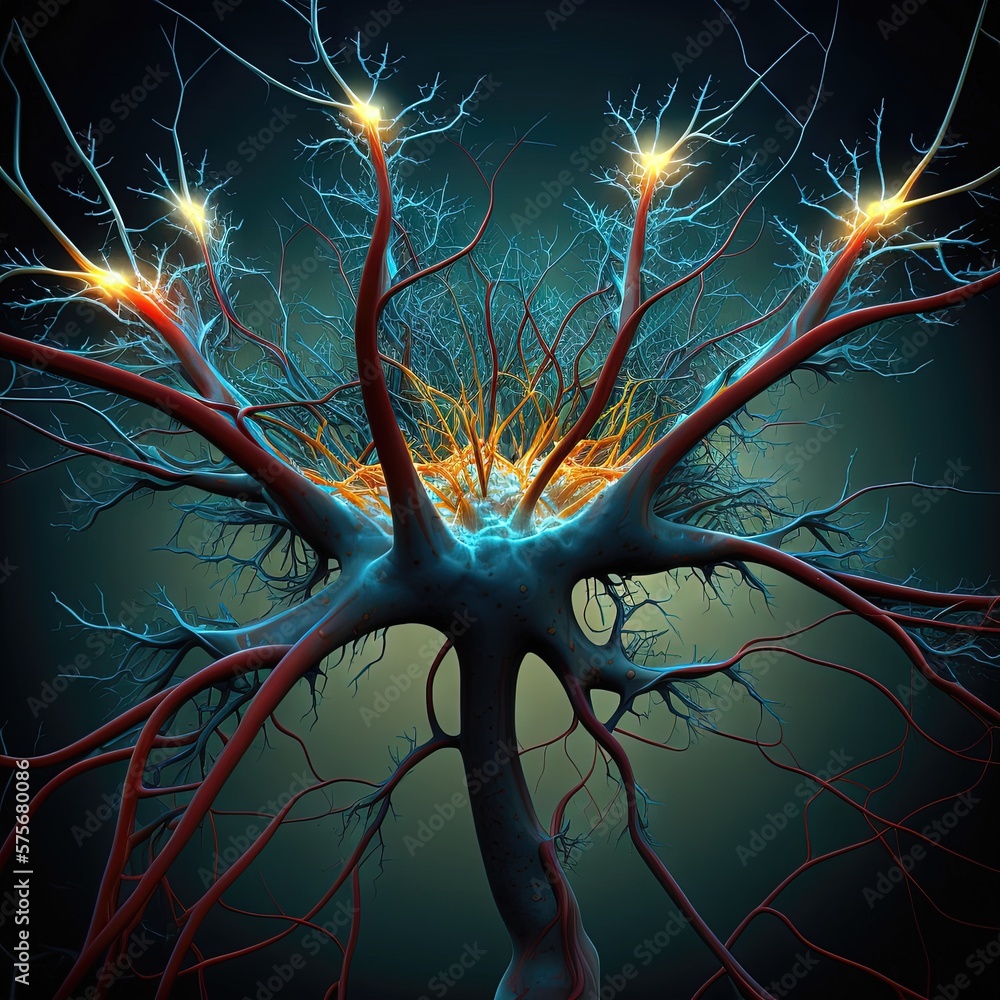 Synapses neurales scientifiques multicolores du cerveau humain. Idéal ...