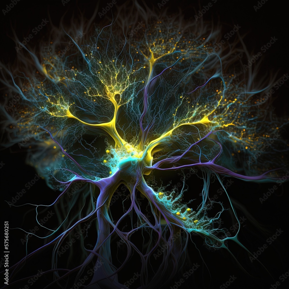 Synapses neurales scientifiques multicolores du cerveau humain. Idéal ...