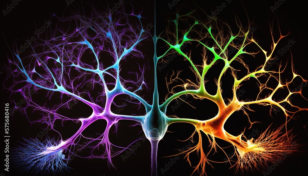 Synapses neurales scientifiques multicolores du cerveau humain. Idéal ...